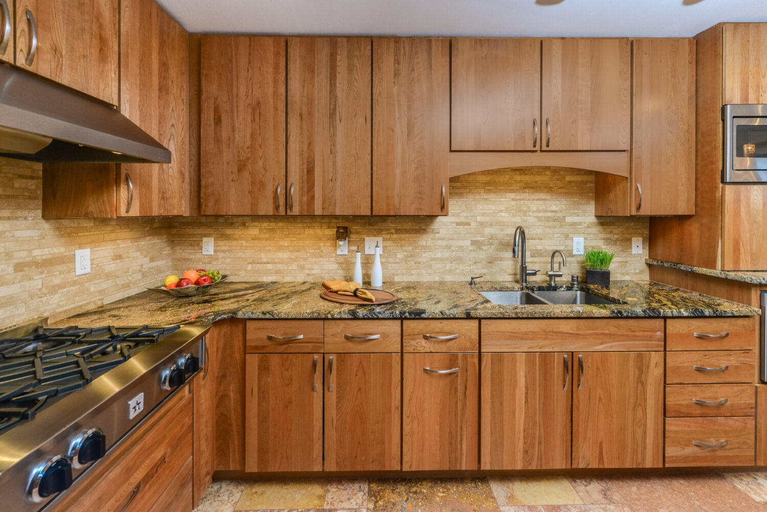 Honey Inspired Cabinets Transformed This Contemporary L-Shaped Kitchen ...