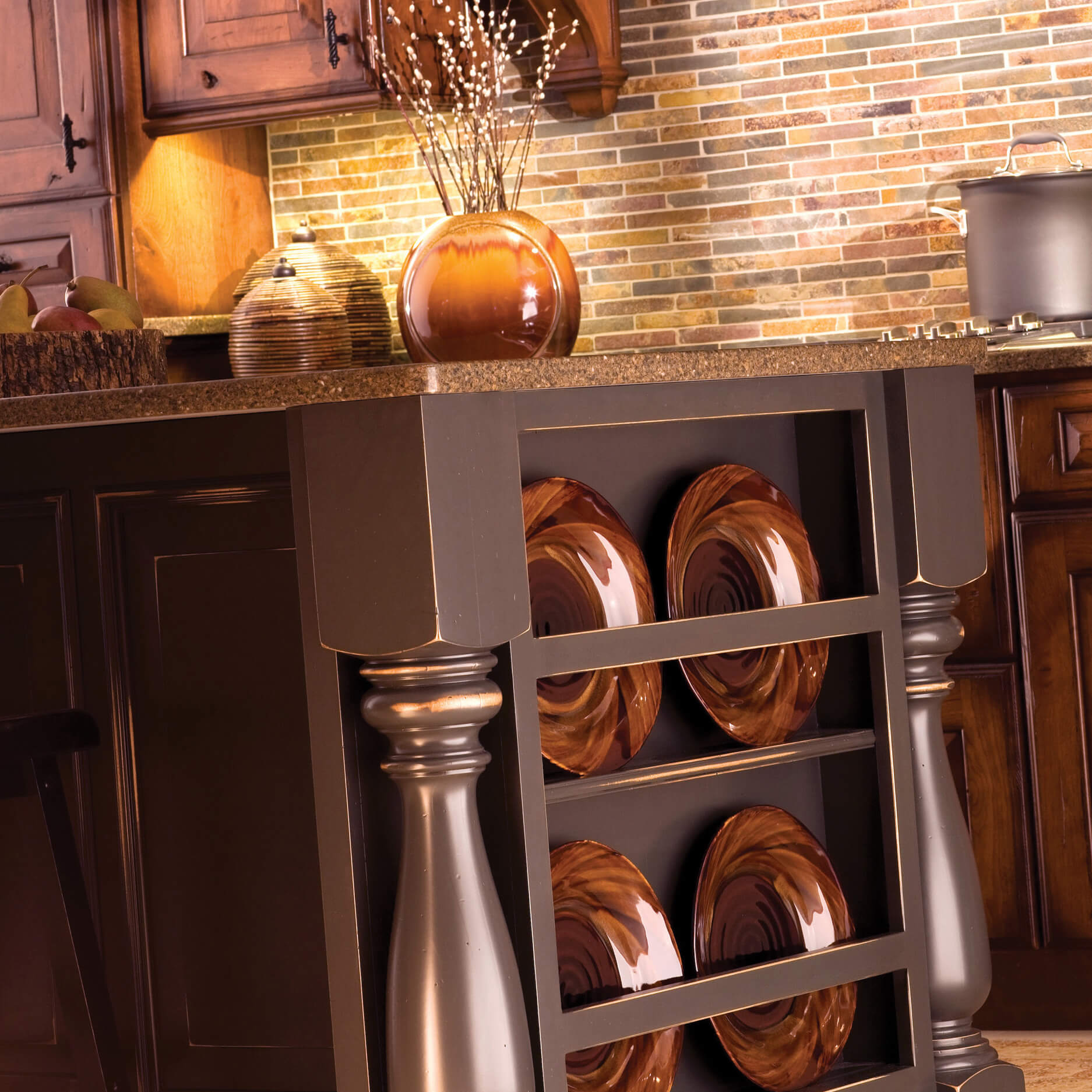 Kitchen Island Turned Post Assembly with a Plate Rack End Cap - Dura ...