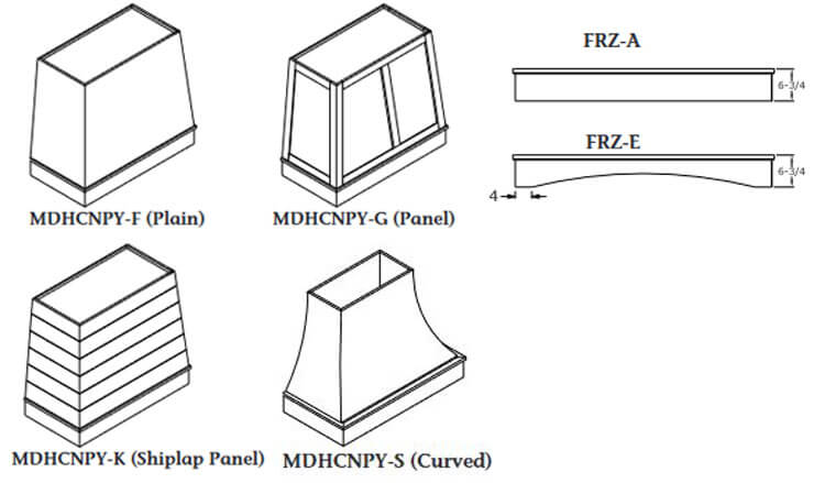 Modern Hood Canopy F (Plain) with Frieze A - Dura Supreme Cabinetry