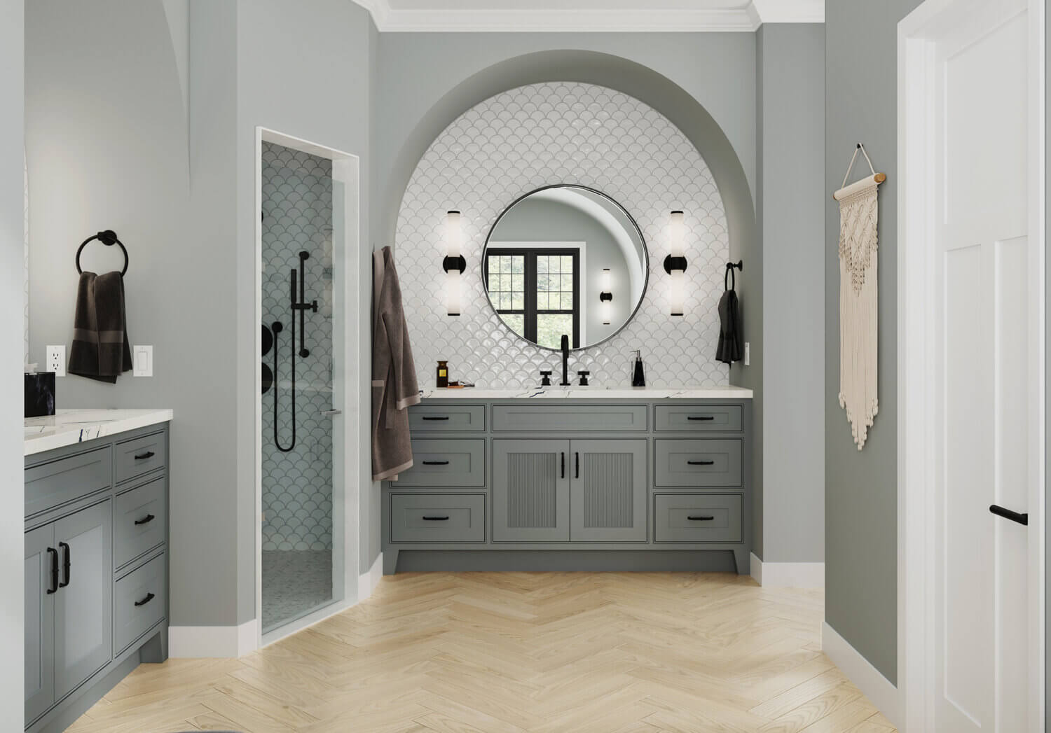 Restful and Reeded Gray Master Bathroom - Dura Supreme Cabinetry