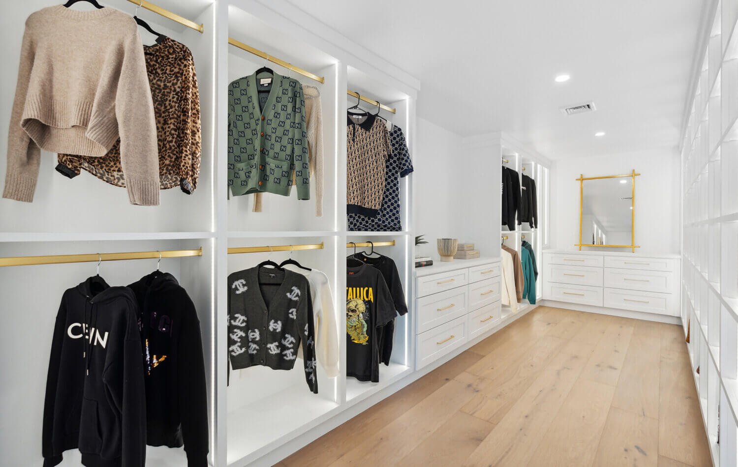 A Glamourous All-White Walk-In Closet - Dura Supreme Cabinetry